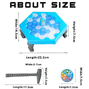 Save Penguin Break Ice Frozen Game for Kids, Meroqeel Protect The Iceberg Penguins Trap on Ice Icebreaker Board Games Toy for Adults Family Childrens Kid Ages 4-8 with Replacement Cubes and Hammer