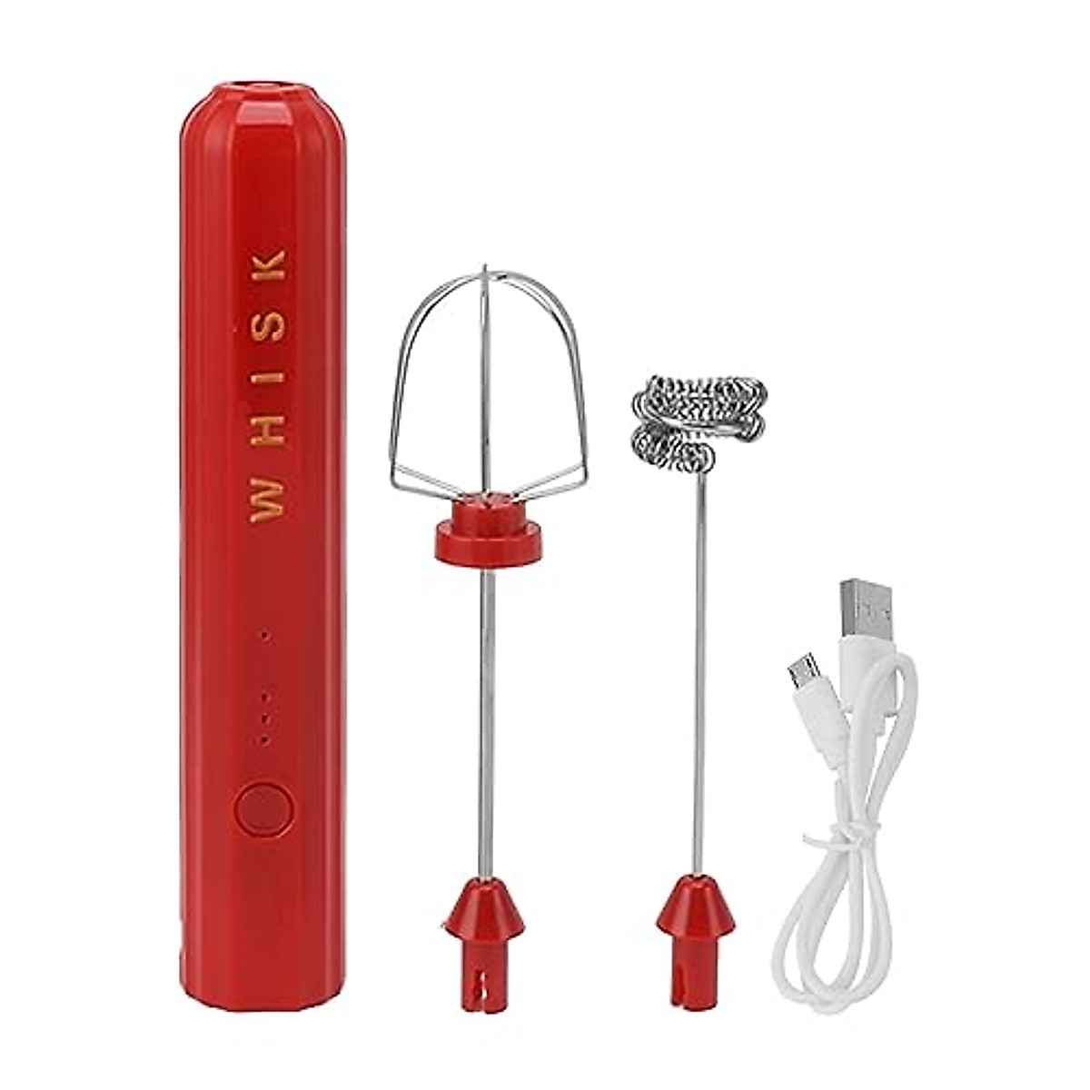 Rosvola Electric Mixer Lightweight Shock Absorption USB Rechargeable Electric Cordless Whisk for Kitchen (Red)