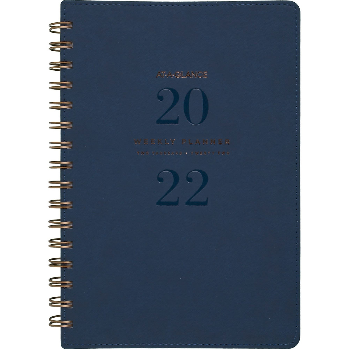 2022 Weekly & Monthly Planner by AT-A-GLANCE, 5-1/2" x 8-1/2", Small, Wirebound, Signature Collection, Navy (YP20020)