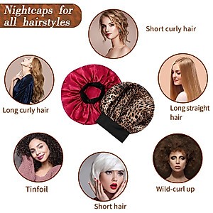 Xieklpwy 4 Pcs Large Satin Hair Bonnet for Sleeping, Wide Elastic Band Sleep Caps for Women, Adjustable Satin Cap for Sleeping, Night Sleeping Head Cover for Long Hair, Curly Hair