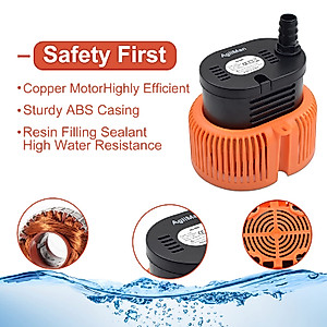 AgiiMan Pool Cover Pump Above Ground - Submersible Sump Pump, Water Removal with 16' Drainage Hose and 25 Feet Power Cord, 850 GPH, 3 Adapters, Orange