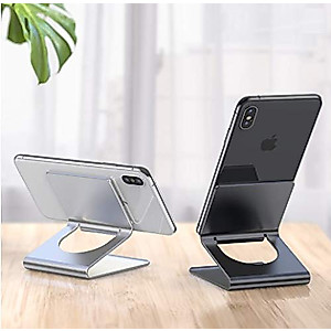 khosh ONE Cell Phone Stand Metal Cell Phone Stand and Holder, Great for Office Desk and Night Stand -Black- Silver (Black)