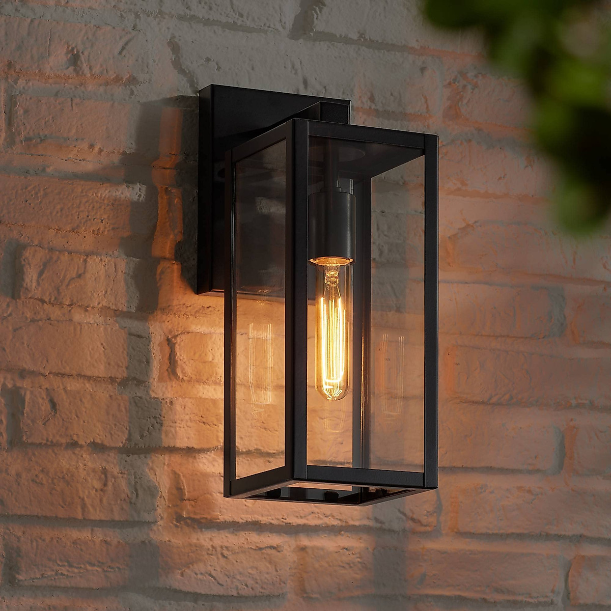 John Timberland Titan Modern Outdoor Wall Light Fixture Mystic Black 14 1/4" Clear Glass Panel for Exterior Barn Deck House Porch Yard Patio Outside Garage Front Door Garden Home Roof Lawn