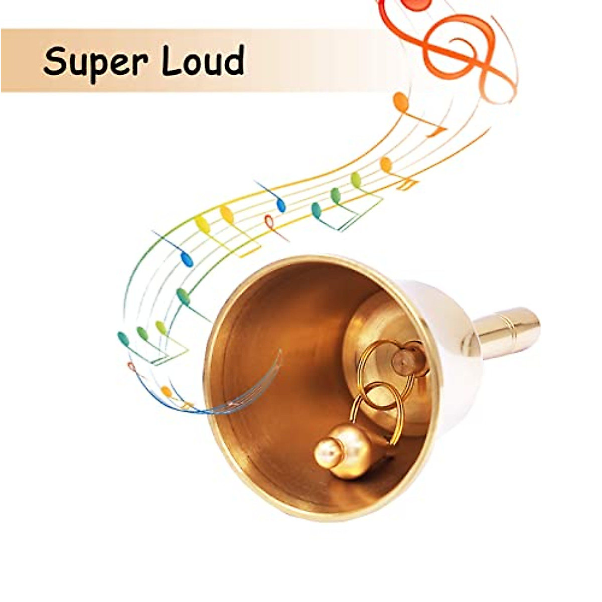 Hourwof Super Loud Hand Call Bell,Solid Brass Dinner Bell Service Bell Pet Training Bell Jingle Bell,Gold