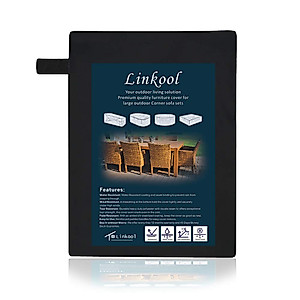 Linkool Upgrade Patio Furniture Sectional Couch Covers,Premium Outdoor Waterproof V Shaped,100 x 33.5 x 31 Inches,Black All Weather Protection