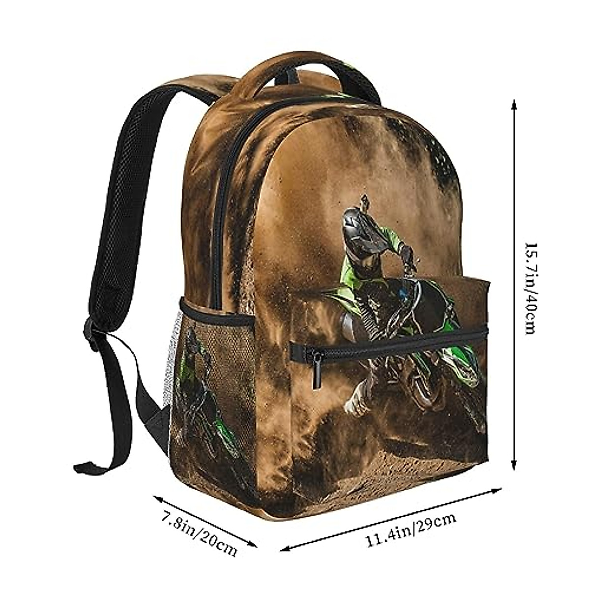 Motocross Dirt Bike Backpack for Boys Girls Men, Travel Laptop Casual College Daypack Back to School Bag One Size