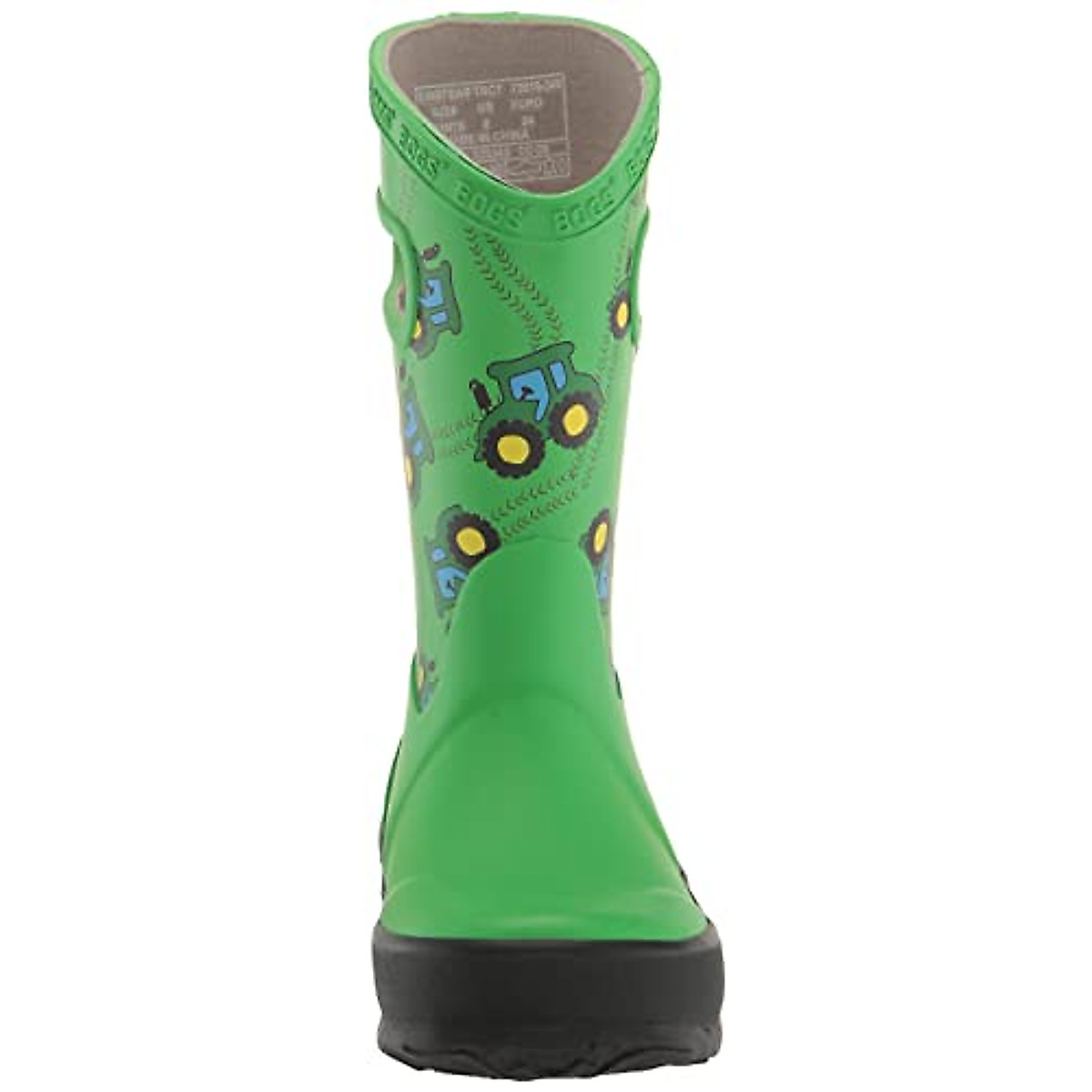 Bogs Kids Rainboot, Tractors Print - Green, Size 8 Little Kid