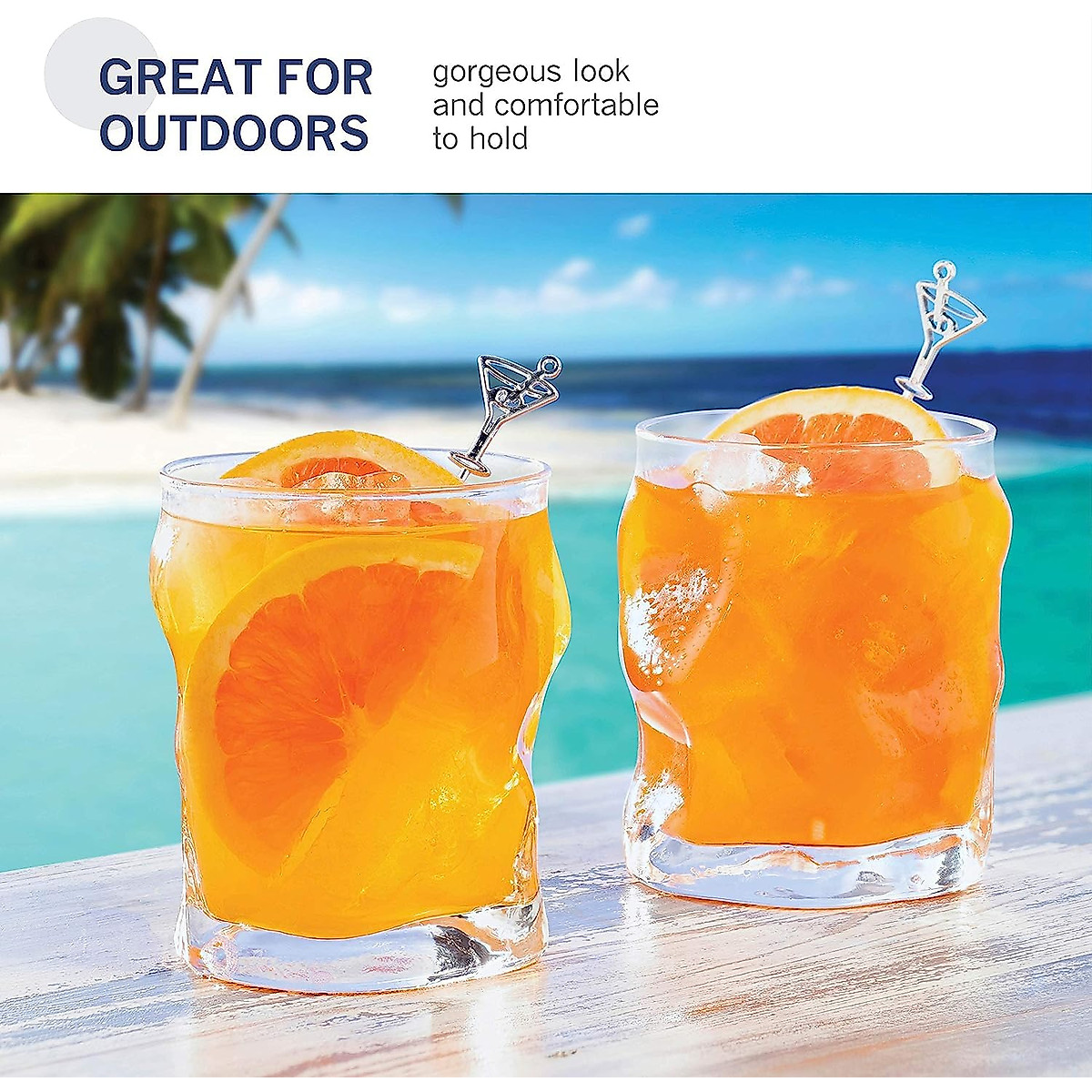 Bormioli Rocco Sorgente Double Old Fashioned Glasses, Set of 4,14.25 ounces