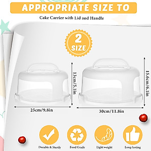 Baderke 2 Pcs 10''/ 8'' Cake Carrier with Lid Cake Holder Plastic Cake Stand with Lid Handle Round Cake Container Portable Cake Saver with Cover Cake Boxes for Cupcake Pie Serving Transport (White)