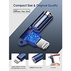 Mangotek Lightning to 3.5mm Headphone Jack Adapter, Apple MFi Certified, Aux Dongle Cable Adaptor for iPhone 14 13 12 11 Pro Max 7 8 Plus SE X XR XS