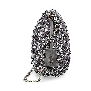 Steve Madden womens Steve Madden BRENDAS Sequin Clutch Crossbody, Silver, One Size US