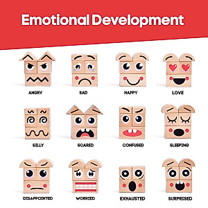 kipod Wooden Building Blocks Set for Kids (80Pcs) – Preschool Blocks Stacking Game – Construction and Matching for Emotional Development and Fine Motor Skills - Montessori Toy 2-8 Years