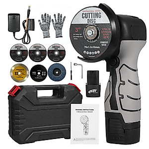 Angle Grinder, Weytoll 7000RPM Cordless Angle Grinder, Electric Grinding Tool, Mini Angle Grinder with 2Pcs 16.8V 2000mAh Battery and Grinding Disc for Cutting Polished Brick Wood Stone Steel