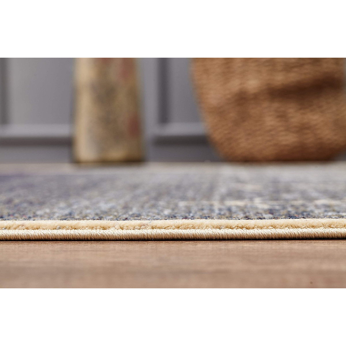 Abani Southwestern Distressed Vintage Style Area Rug, Mesa Collection - Blue & Beige Plant Stalk Design 4' x 6' Accent Rug Rugs