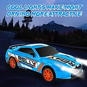 AGNEVE RC Drift Car 1:24 Scale RC Car with LED Lights Glow and Drifting Tires 2.4GHz Remote Control Car 4WD 14KM/h High-Speed RC Cars with 2 Rechargeable Batteries Boys Girls