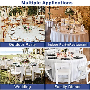 GFCC 48 Inch Round Tablecloth - Round Polyester Tablecloth Round Table Cover Table Cloth for Event Wedding Birthday Party Banquet Restaurant, White