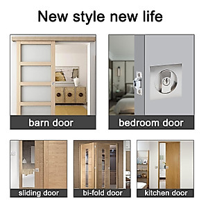 LWZH Brushed Silver Privacy Pocket Door Lock with Keys,Square Sliding Barn Door Lock Latch,Invisible Recessed Door Lock for 1 3/8” to 2 3/16” Thickness Door