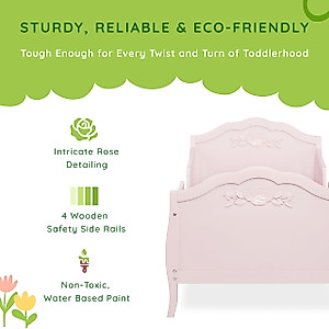 SweetPea Baby Rose 3-in-1 Convertible Toddler Bed in Blush Pink, Greenguard Gold Certified, JPMA Certified, Safety Rails, Made of Sustainable New Zealand Pinewood