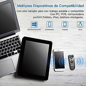 Eyoyo Barcode Scanner, Mini Portable Barcode Reader with USB Wired 2.4G Wireless Connection 1D 2D QR PDF417 Data Matrix Image Scanner