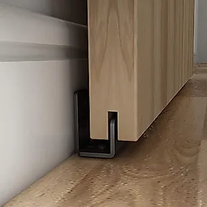 JUGREAT Barn Door Floor Guides Sliding Door Hardware Matte Black Wall Mount Up to 1-3/8"W 1-1/4"H (2 Pack)