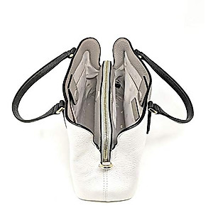 Kate Spade New York Purse Jackson Medium Triple Compartment Satchel (Soft Taupe/Pure White/Black)