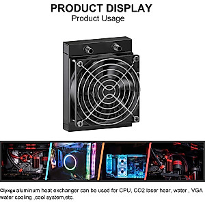 Clyxgs Water Cooling Radiator,12 Pipe Aluminum Heat Exchanger Radiator with Fan for PC CPU Computer Water Cool System DC12V 120mm Black