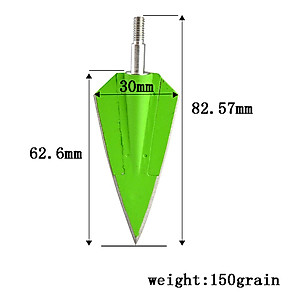 AMEYXGS 6 Pack 150 Grain Archery Hunting Broadheads 2 Blades Screw in Arrowheads for Compound Bow Crossbow Hunting and Target Practice (6pcs Green + broadheads case)