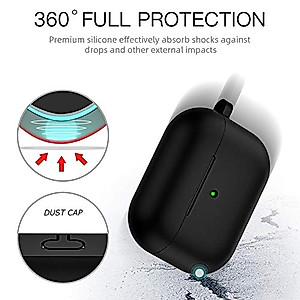 BRG Compatible with Airpods Pro Case,Soft Silicone Skin Case Cover Shock-Absorbing Protective Case with Keychain [Front LED Visible] (Black)