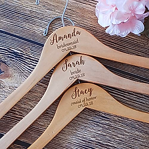Akubi Personalized Bride Hanger, Wedding Hanger, Bridesmaid Groom Hangers for Wedding,Custom Wooden Hangers Wedding Dress Hanger (Wooden)