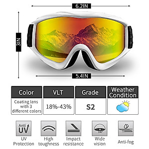 RABIGALA Kids Ski Goggles Bundle with Adult Ski Goggles (revo&silver)