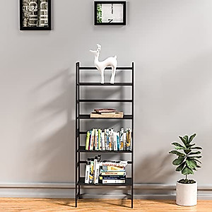 WTZ Bookshelf Book Shelf, Bookcase Storage Shelves Book case, Ladder Shelf for Bedroom, Living Room, Office MC-801(Black)