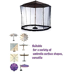 ALWOA Patio Umbrella Netting,Polyester Mesh Screen with Zipper Enclosure - Patio Umbrella Netting for Porch Canopy Set Screen House Works Outdoor Garden Umbrella Table Parasol Cover