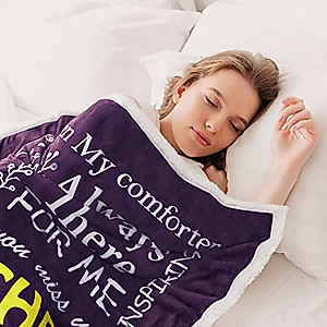 BESTSWEETIE Birthday Gifts for Mom Blanket - I Love You Mom Blanket - Warm Gifts for Mom Christmas Mom Gifts from Daughter Son Super Soft Throw Blanket Cozy Blanket 50" x 60" (Purple)