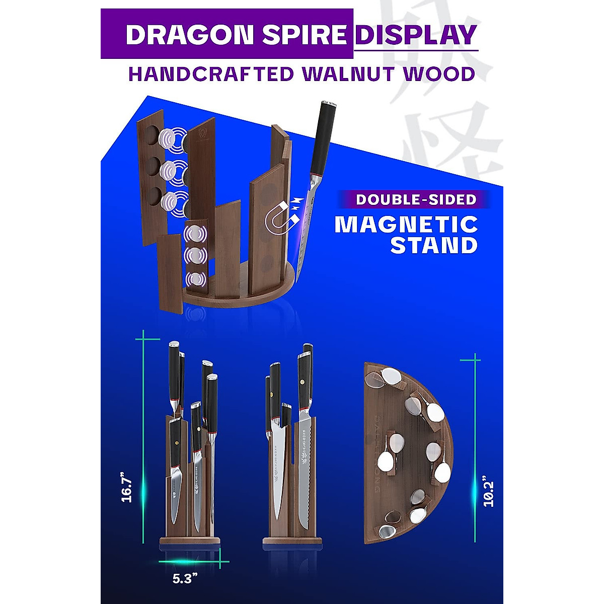 DALSTRONG Knife Block Set - 6-Piece - Magnetic Knife Stand - Phantom Series - Japanese High-Carbon AUS8 Steel - Knife Kitchen Set - Pakkawood Handle