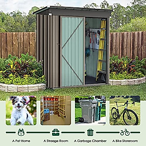 Amopatio Outdoor Storage Shed 5x3 Feet, Heavy Duty Metal Sheds, Waterproof Tool Shed for Garden, Backyard