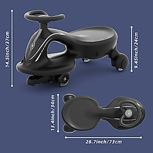 XJD Electric Wiggle Car Ride On Toy, 2 in 1 Wiggle Car Rechargeable Battery with Anti-Rollover Colorful Light-Emitting Wheel for Toddler Ride On Toys 3 Years and Up (Black)