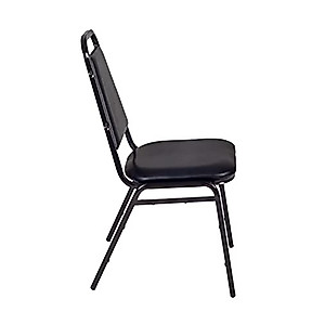 Cain 48" Round Breakroom Table- Grey & 4 Restaurant Stack Chairs- Black