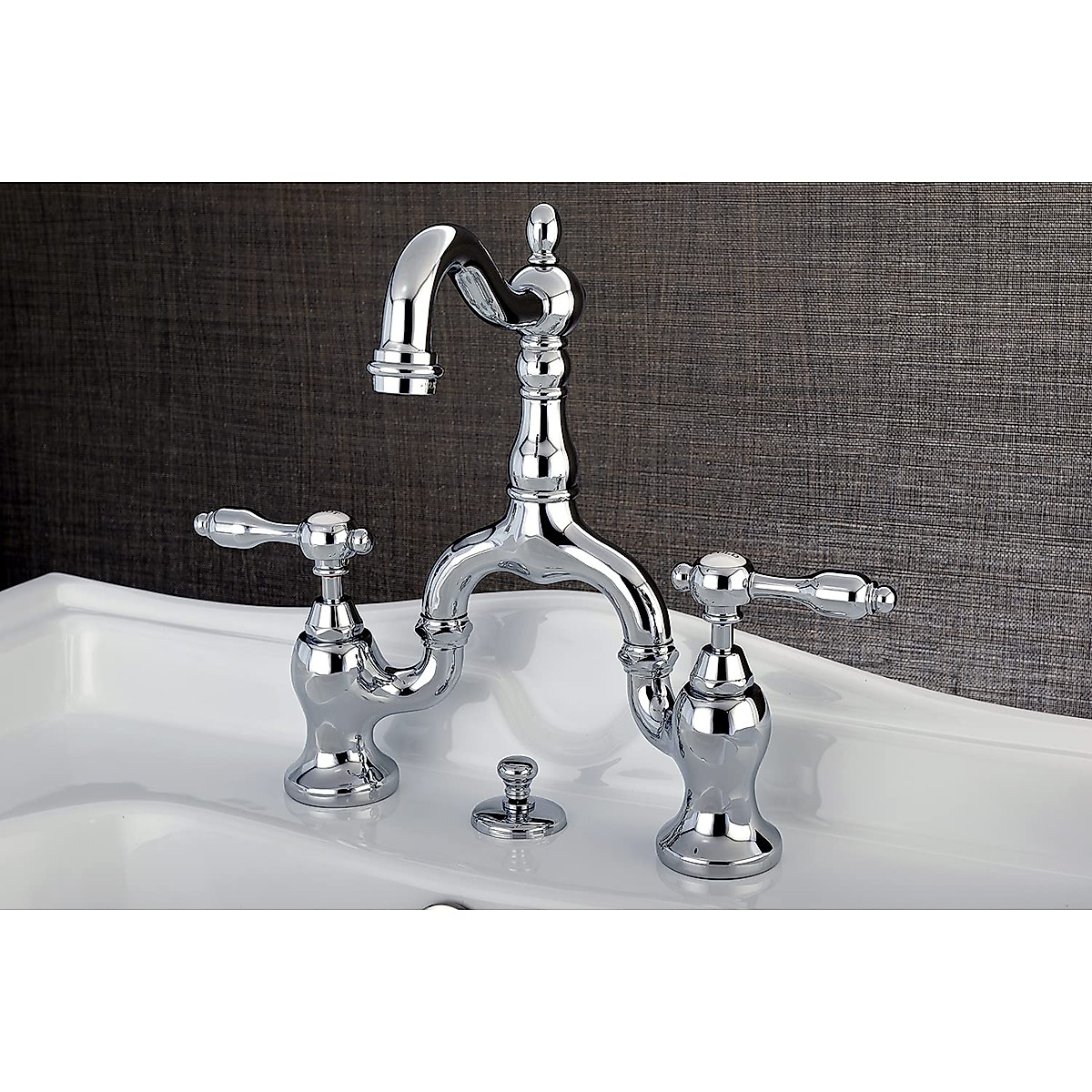 Kingston Brass KS7971TAL 4 3/4" in Spout Reach Bridge Lavatory Faucet with Brass Pop Up, Polished Chrome