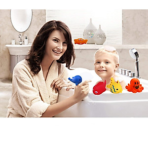 UMBWORLD Preschool Bath Toys Rubber Floating Squeaky Baby Wash Shower Toy for Toddlers Kids Party Decoration15 Pcs (Sea Animal)