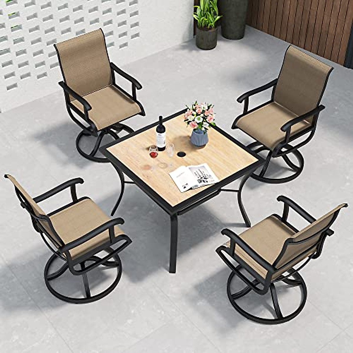YITAHOME Patio Chairs Set of 2, Breathable Swivel Patio Chairs for Longer Seating Comfort, All Weather Outdoor Patio Chairs Set Ideal for Backyard Deck Garden