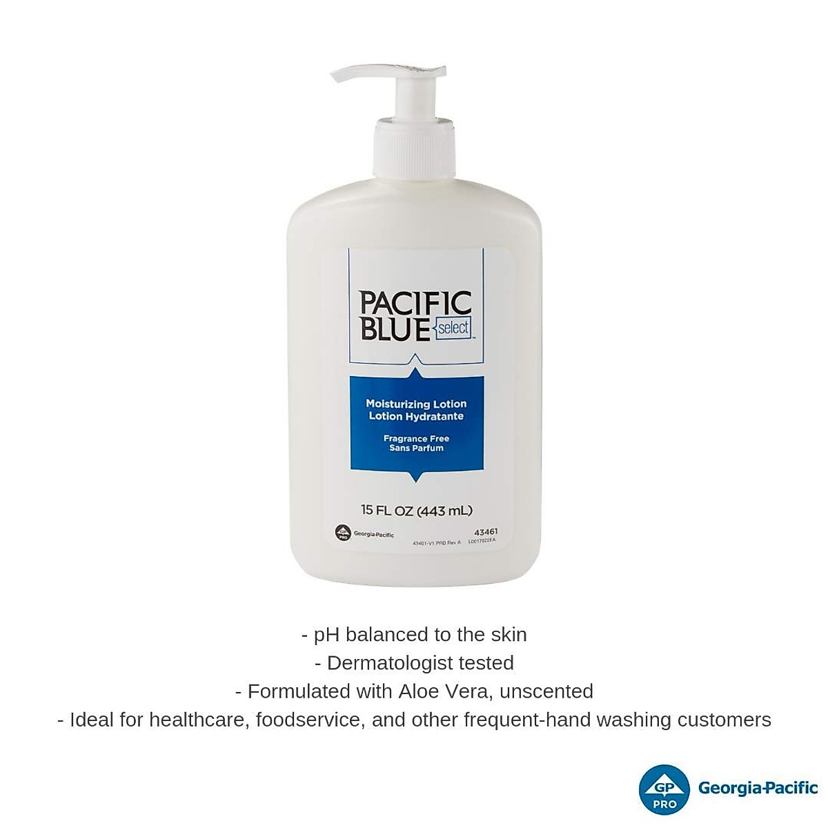 Pacific Blue Select Countertop Moisturizing Lotion by GP PRO (Georgia-Pacific), Unscented, 43461, 443 mL Per Bottle, 6 Bottles Per Case