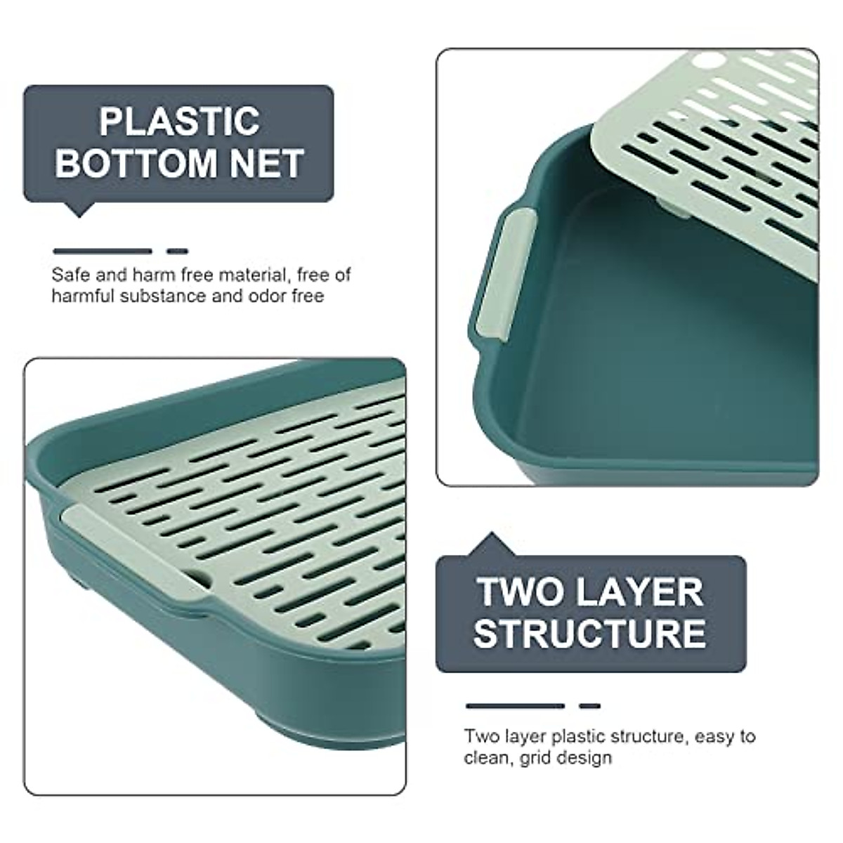 VILLCASE Rabbit Large Litter Box Guinea Pig Training Pan Cage Accessories Toilet Tray for Rats Hamster Ferret （ Green ）