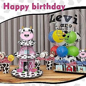 Farm Cow Print Cupcake Stand 3 Tier Farm Theme Animal Cup Cake Holder Cow Themed Party Decorations for Baby Shower Birthday Party Supplies