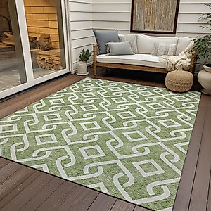 Addison Rugs Chantille ACN621 Green 9' x 12' Indoor Outdoor Area Rug, Easy Clean, Machine Washable, Non Shedding, Bedroom, Living Room, Dining Room, Kitchen, Patio Rug