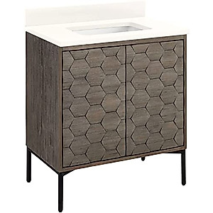 Signature Hardware 953141-30-RUMB-0 Devora 30" Free Standing Single Vanity Set with Wood Cabinet, Vanity Top, and Rectangular Undermount Vitreous China Sink