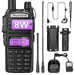 BaoFeng UV-82 High Power BaoFeng Radio Ham Radio Dual PTT Dual Band Portable Walkie Talkies with Extra Earpiece, AR-771 Antenna