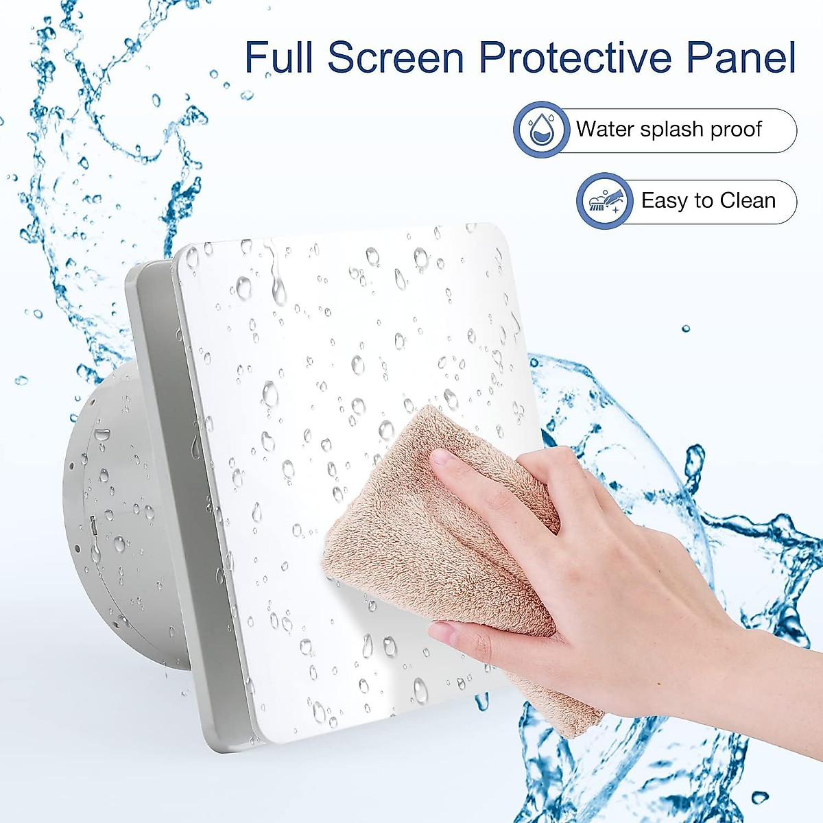 Fanspex 6” Bathroom Exhaust Fan With Front Panel, Bathroom Vent Fan for Window or Wall Mount, 1.0 Sones Quiet, 110 CFM, 17W Low Consumption, 5 Ft Long Cord with On/off Button