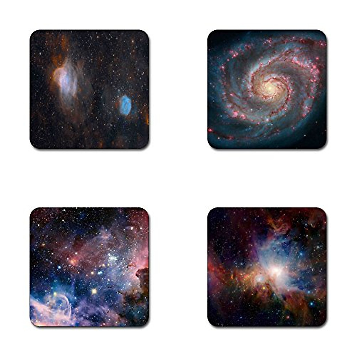 Starry deep Outer Space Nebula and Galaxy Pattern Square Coaster Set - Made of Recycled Rubber - Set of 4 …
