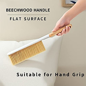 Kpoooku Hand Broom Cleaning Brushes- Soft Counter Duster Furniture Dusters Brush with Long Wooden Handle Household Dusting Tool (1