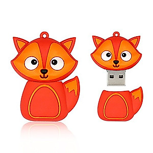 QICAIHU Novelty Fox Shape Design 64B USB 3.0 Flash Drive Cute Memory Stick Thumb Drive Data Storage Pendrive Cartoon Jump Drive Gift